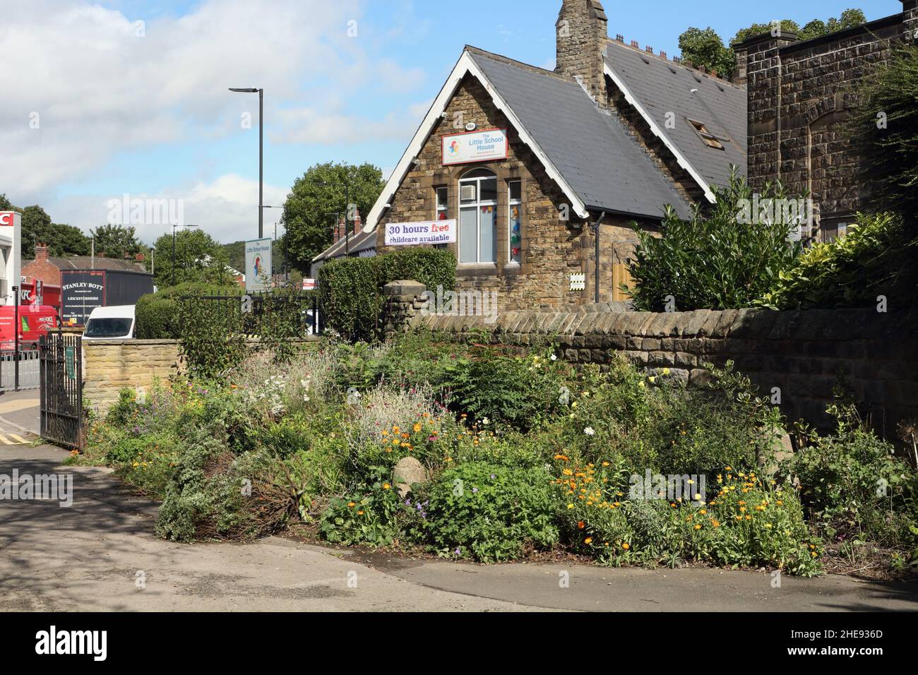 Wild flower garden entrance to Geaves Park Woodseats Sheffield England ...