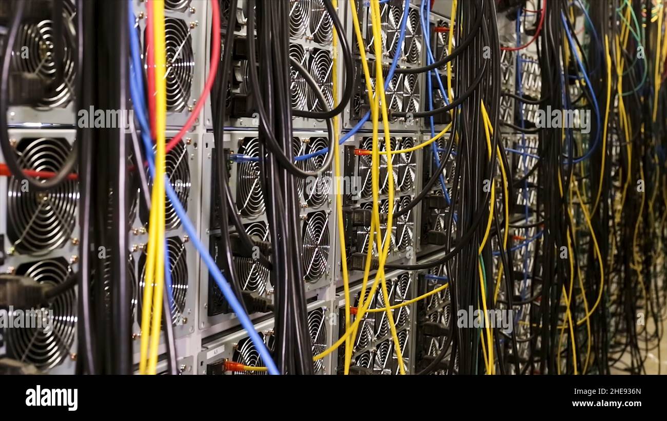 Fiber optic equipment in a data center, IT and modern technologies ...