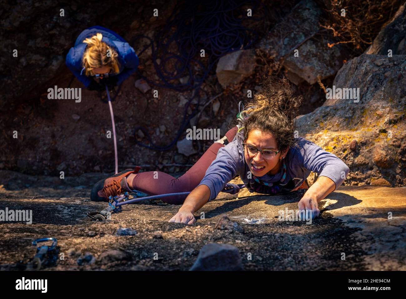 Rock Climbing Women Stock Photo - Alamy
