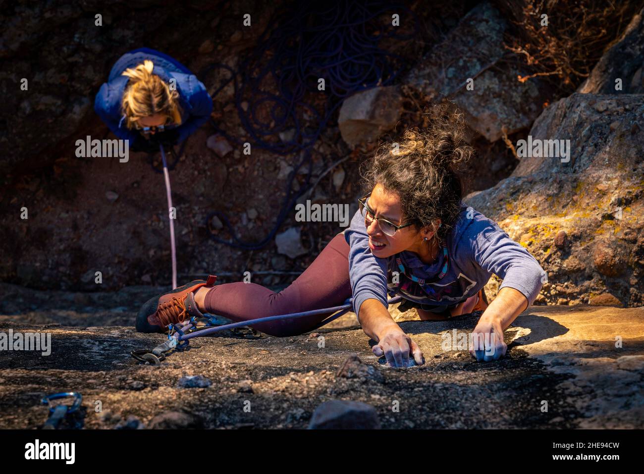 Rock Climbing Women Stock Photo - Alamy