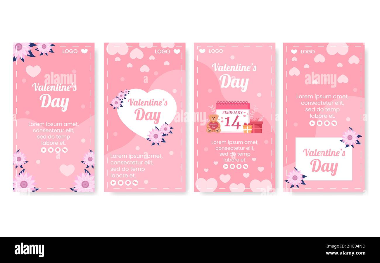 Happy Valentine's Day Post Template Flat Design Illustration Editable ...