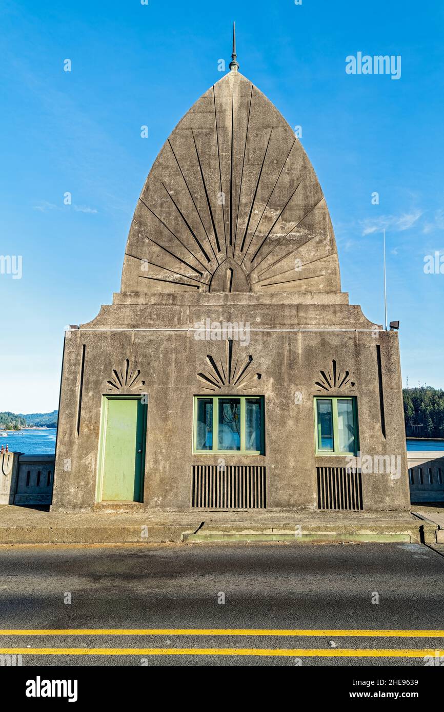 Obelisk on the south section of the Siuslaw River Bridge in Florence ...