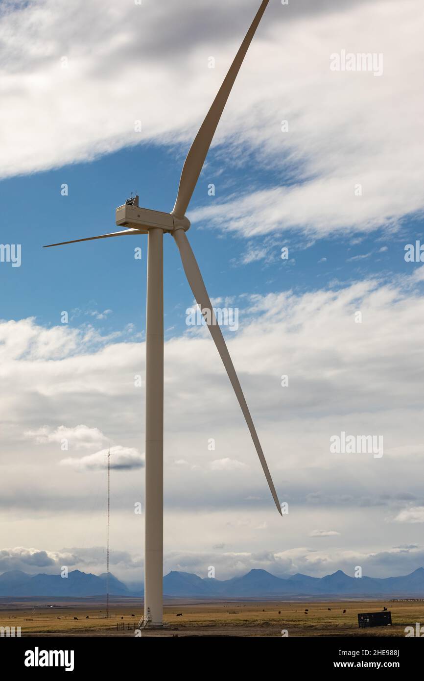 Power of wind turbine generating electricity clean energy with cloud ...