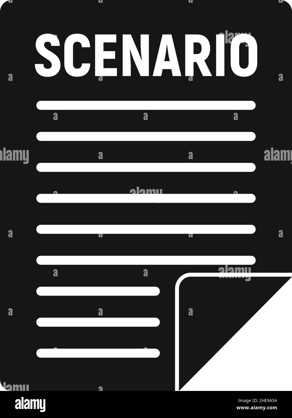 Vector scenario black simple icon isolated on white Stock Vector Image ...
