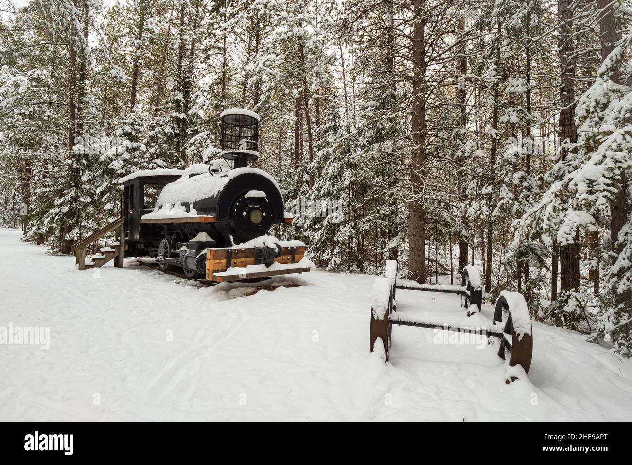 Steam locomotive one of the many exhibits in the Algonquin Logging ...