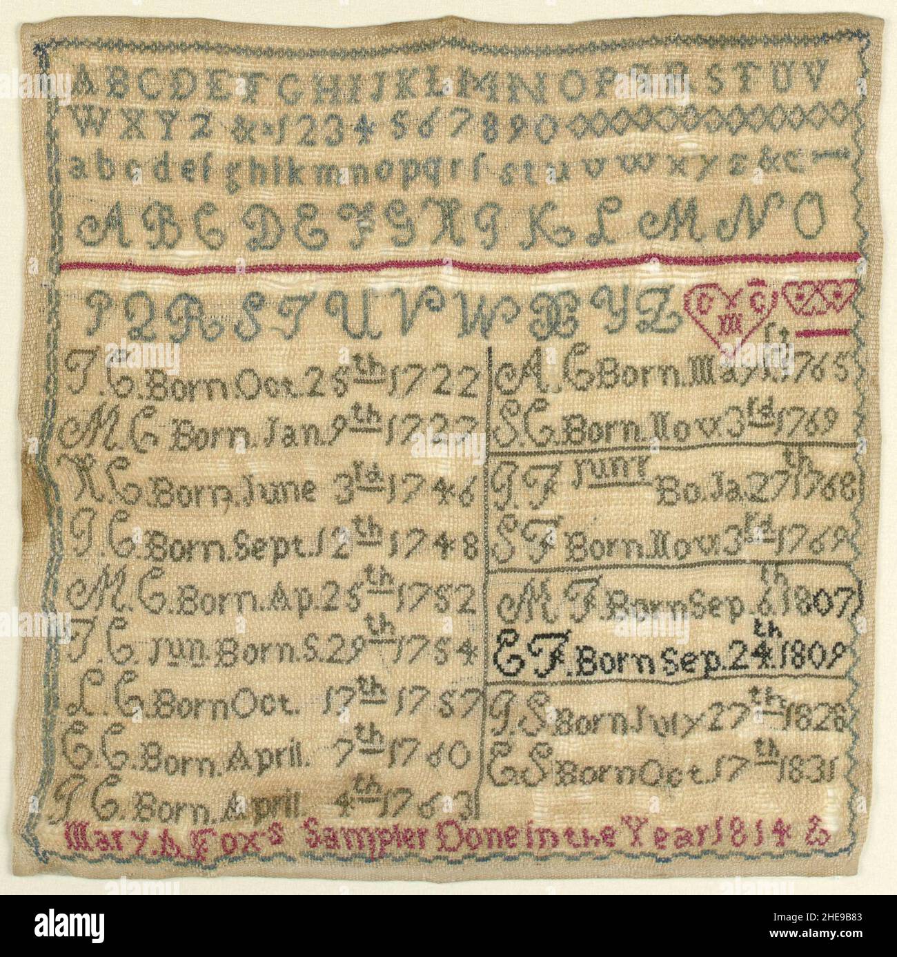 Sampler (USA), 1814 Stock Photo - Alamy
