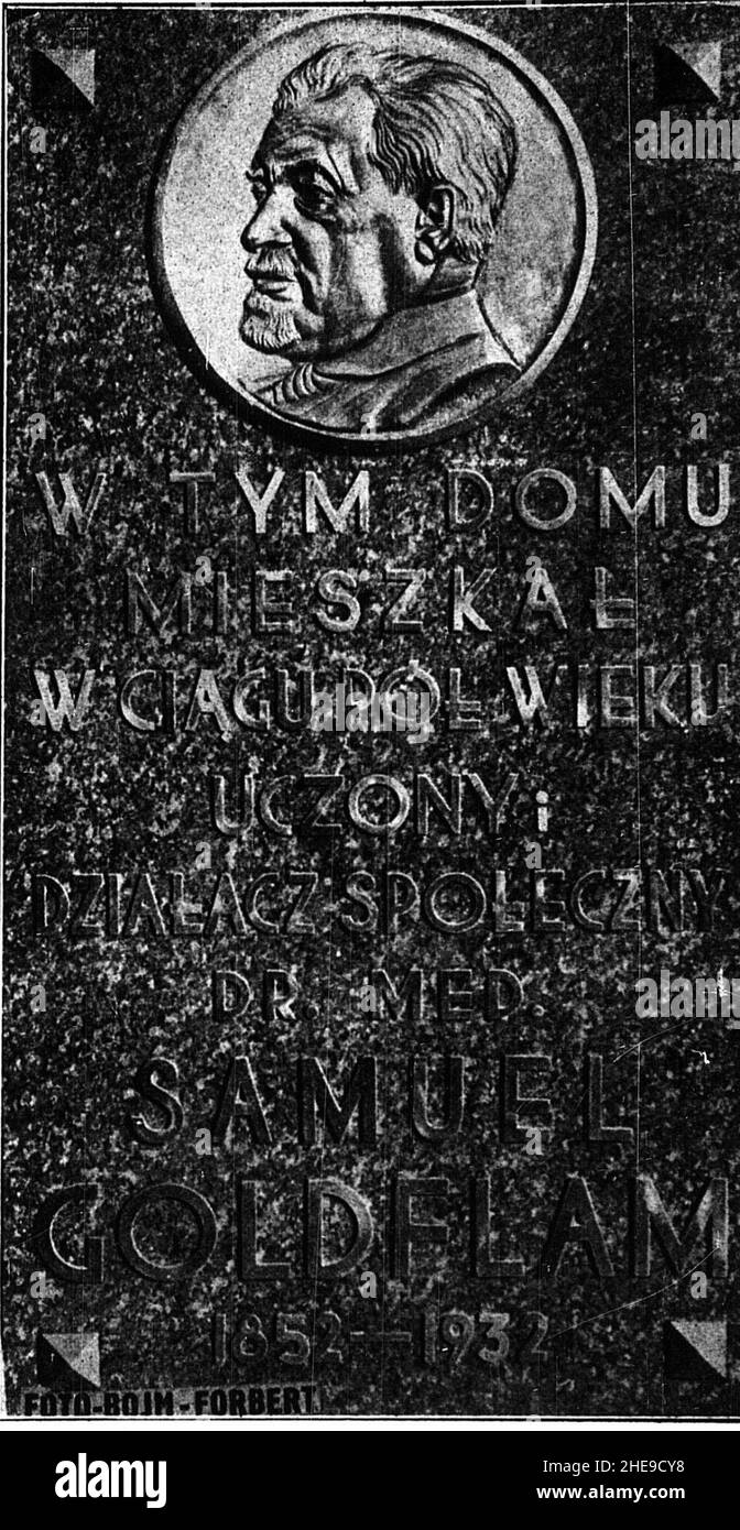 Samuel Goldflam memorial plaque Stock Photo - Alamy