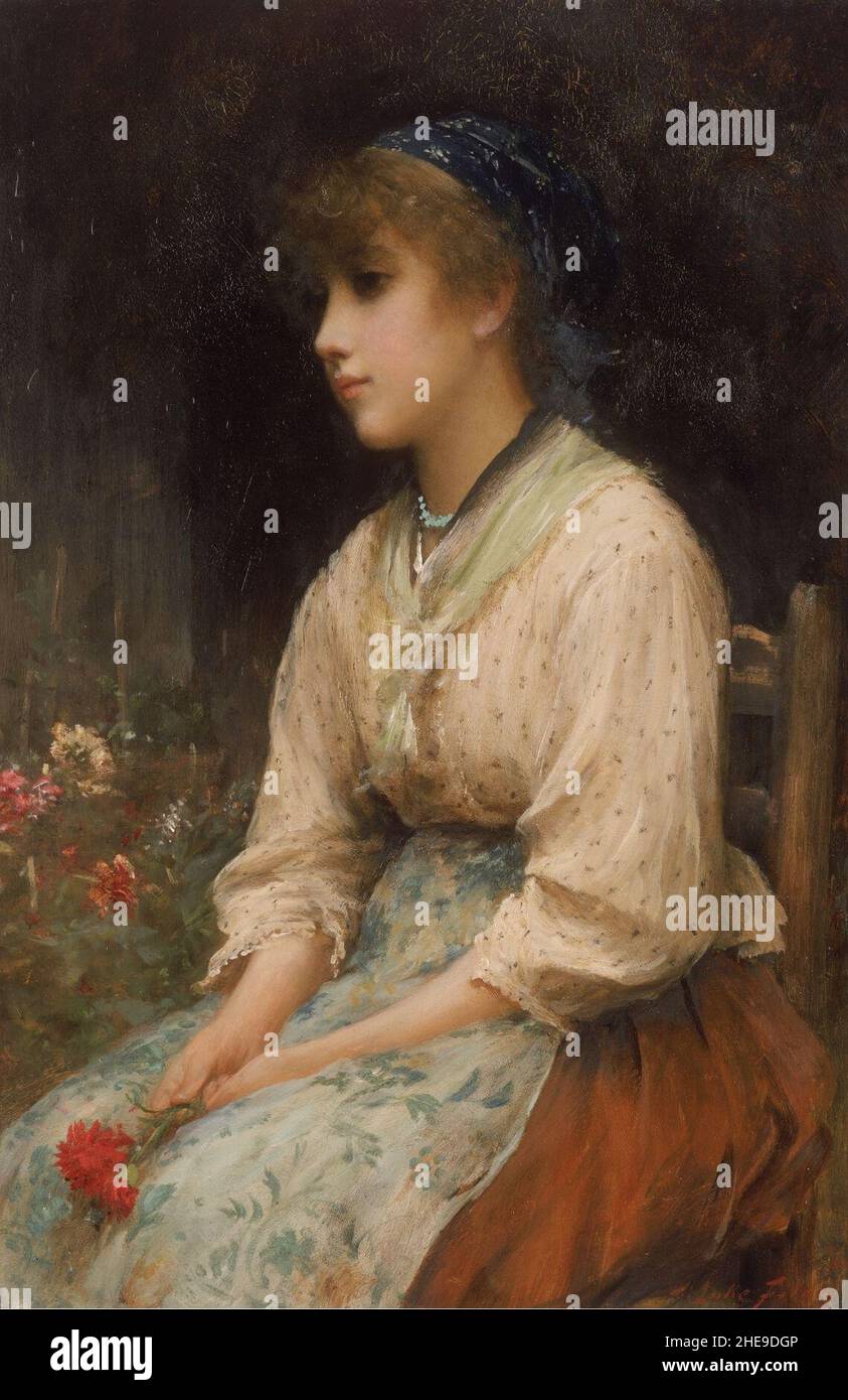 Samuel Luke Fildes - A Venetian Flower Girl Stock Photo - Alamy