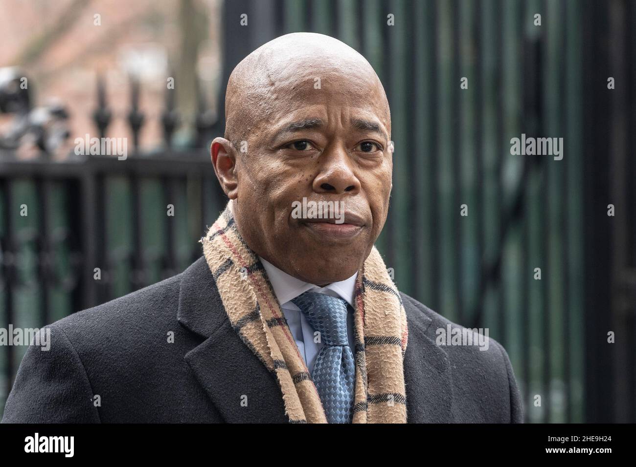 Mayor Eric Adams speaks during press conference with U. S. Senator ...