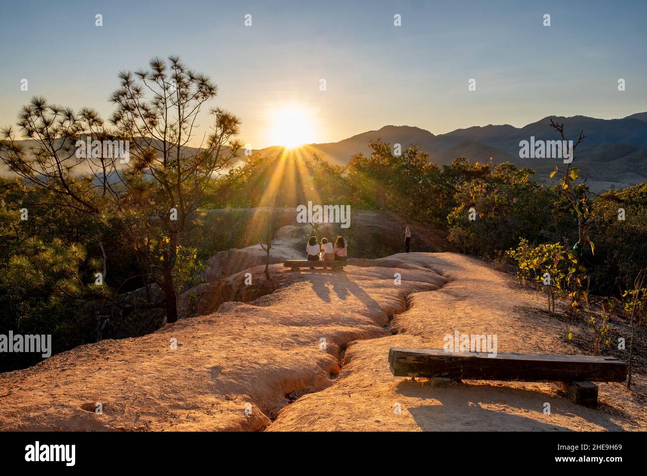 Pai Canyon during sunset in Pai Mae Hong Son Northern Thailand ...