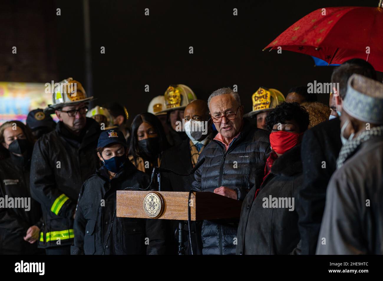 Bronx, USA. 09th Jan, 2022. United States Senator Chuck Schumer joins ...