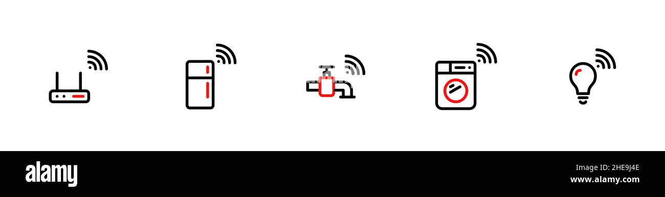 Internet of things. Smart house appliances icons. Wifi router ...