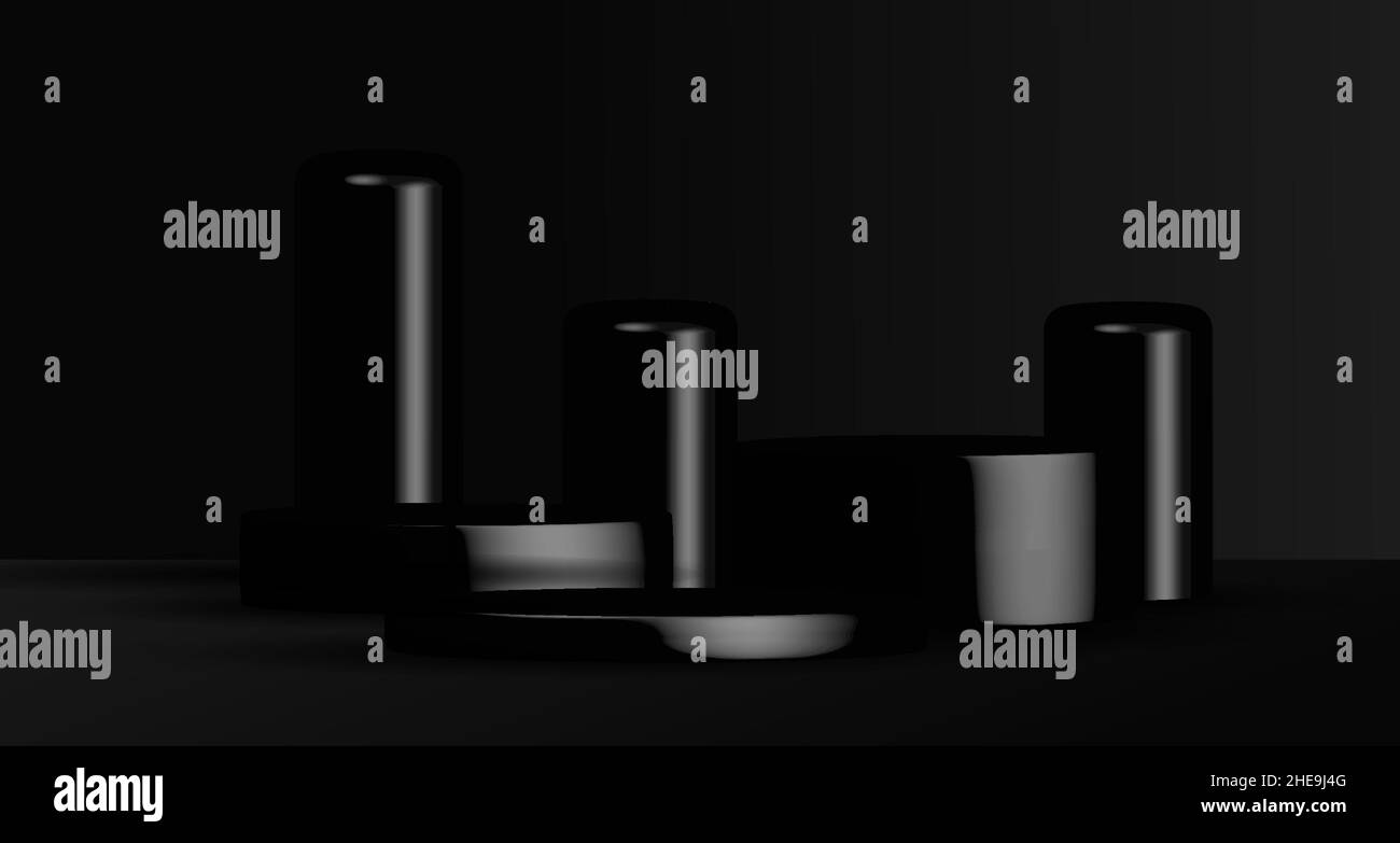 Abstract gradient 3D black showcase template design. Overlapping with ...