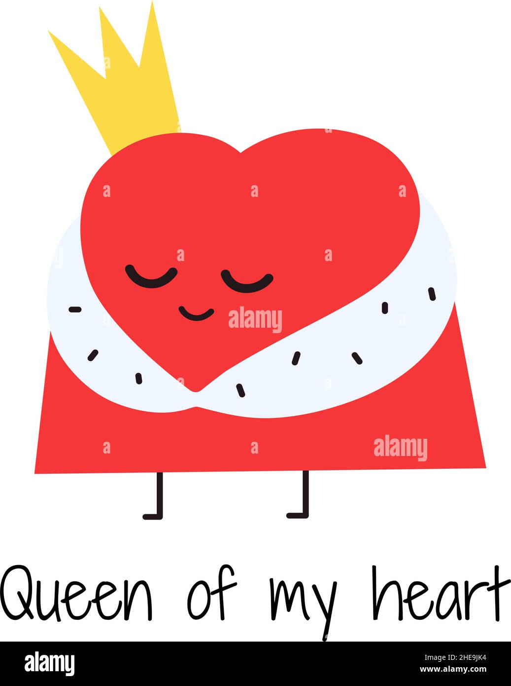 Queen of my heart. Cute cartoon heart character for Valentines Day ...