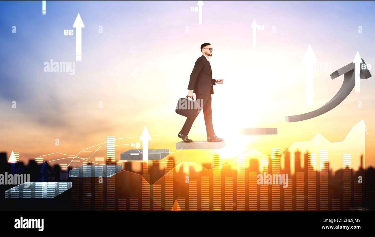 Business growth potential concept with virtual graphic of financial ...