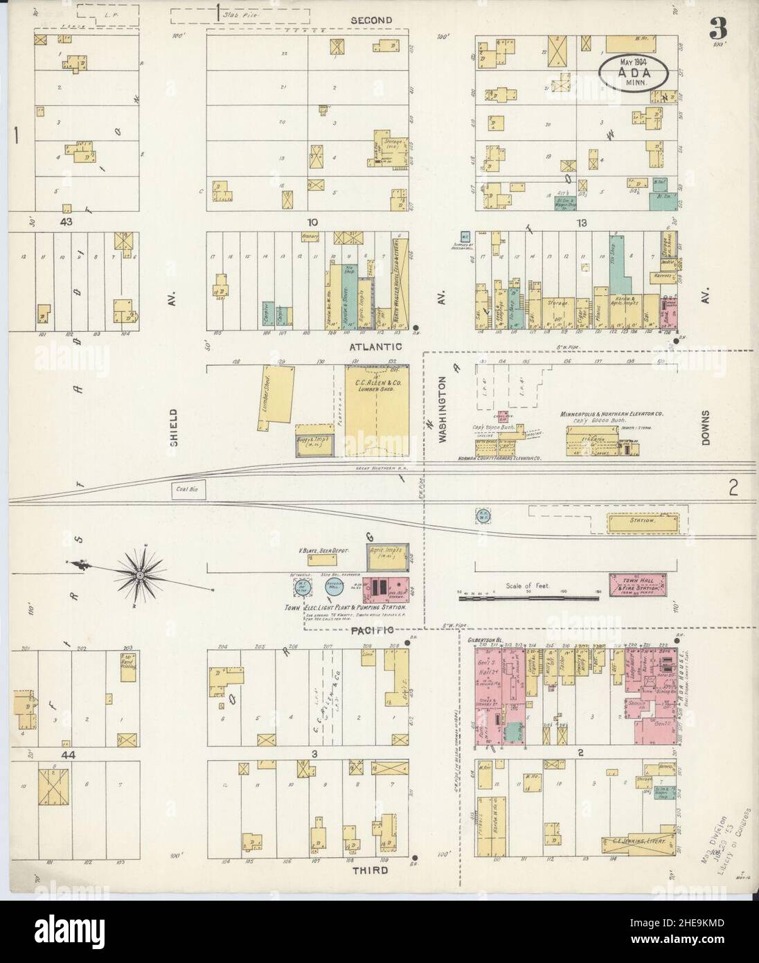 Sanborn Fire Insurance Map from Ada, Norman County, Minnesota Stock Photo - Alamy