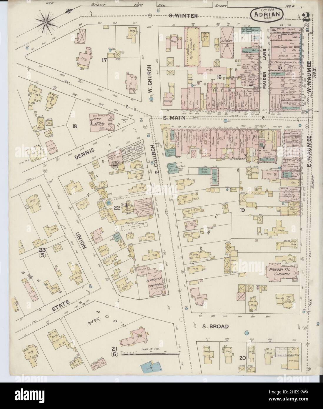 Map of adrian michigan hi-res stock photography and images - Alamy