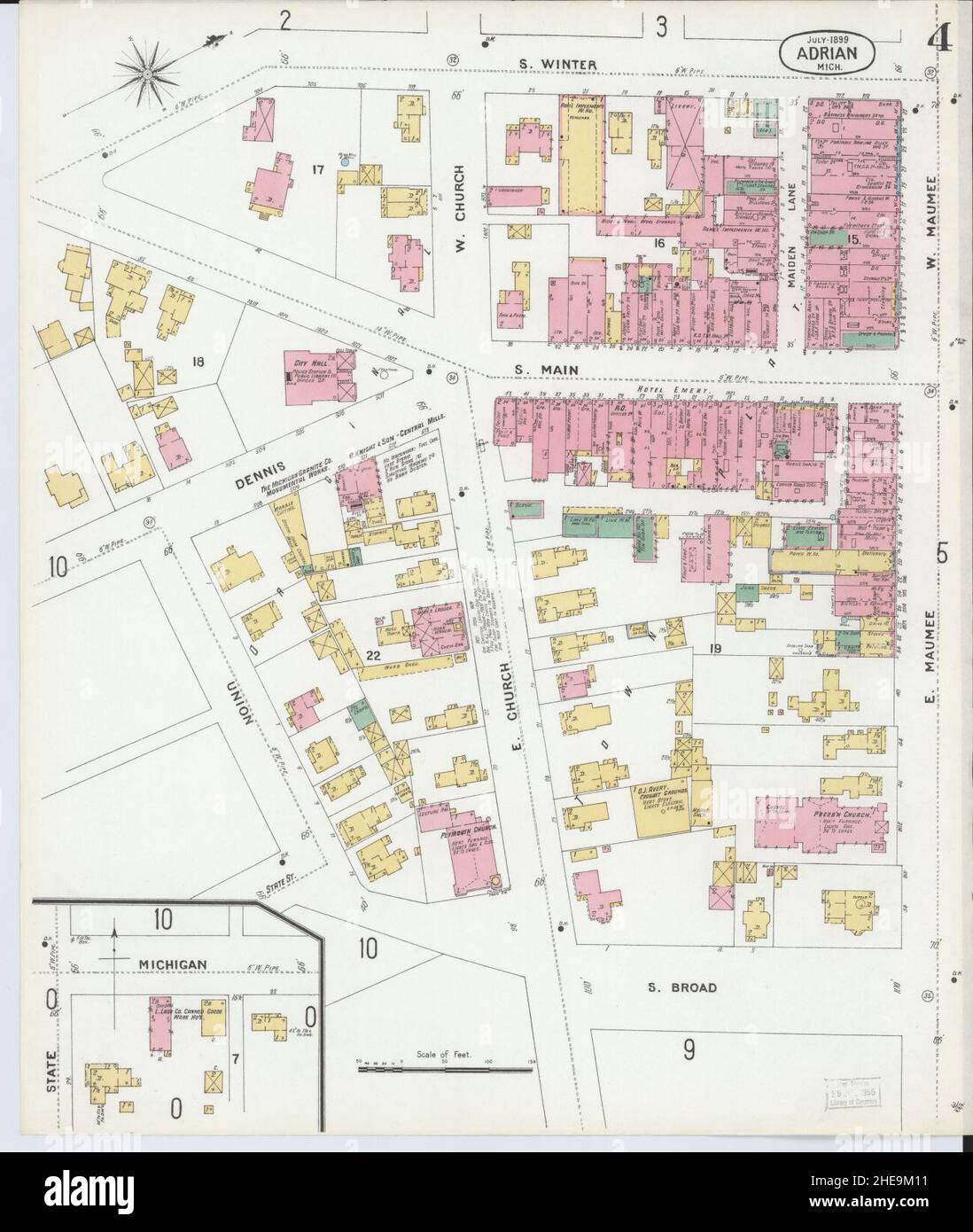 Map of adrian michigan hi-res stock photography and images - Alamy