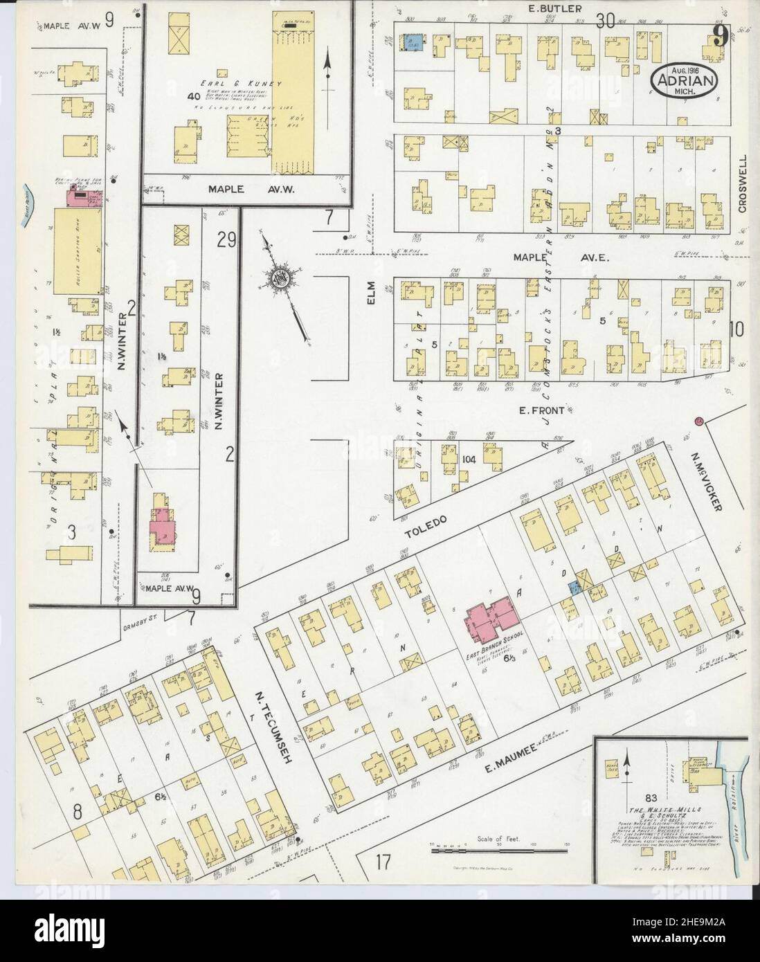 Adrian michigan map hi-res stock photography and images - Alamy