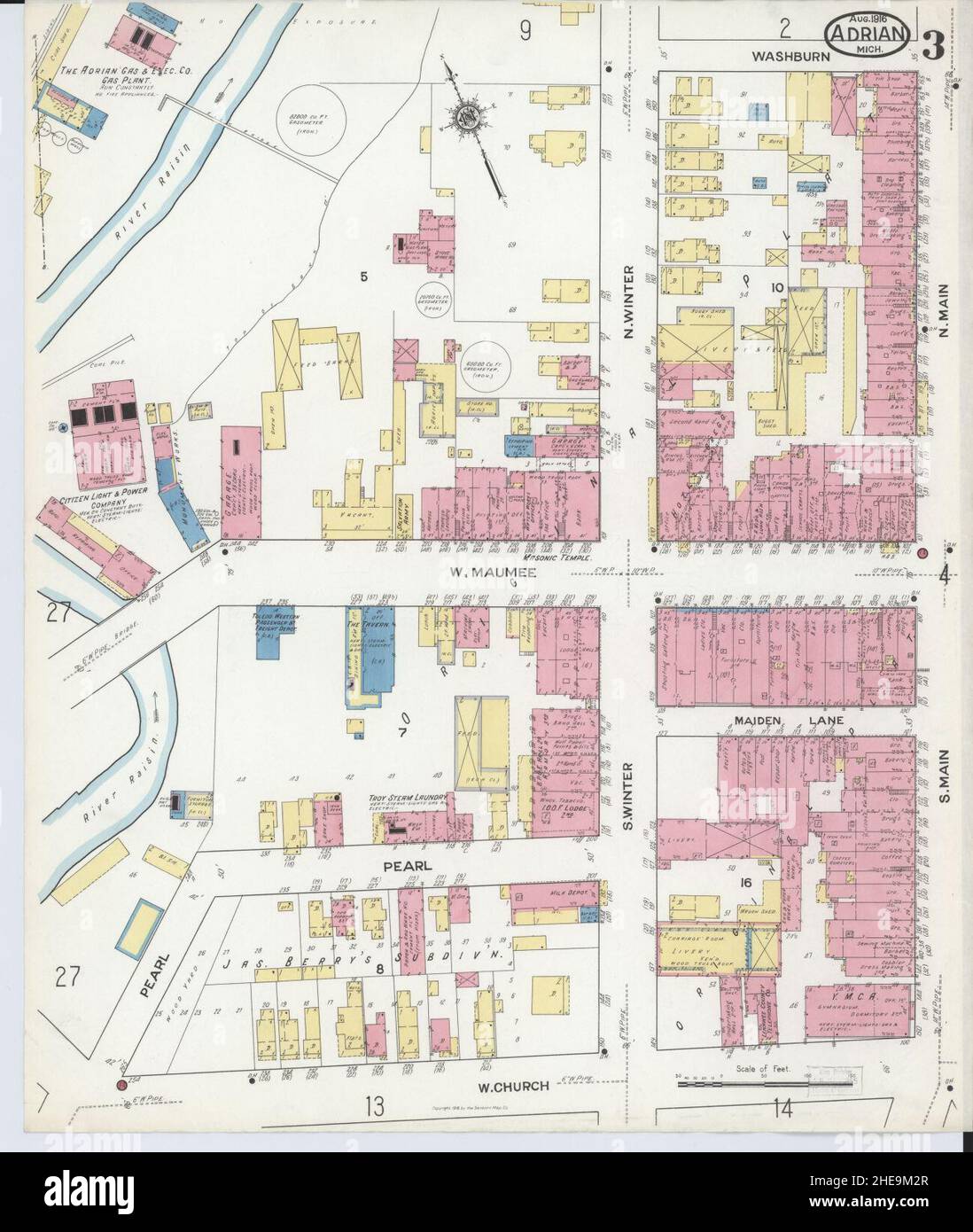 Adrian michigan map hi-res stock photography and images - Alamy