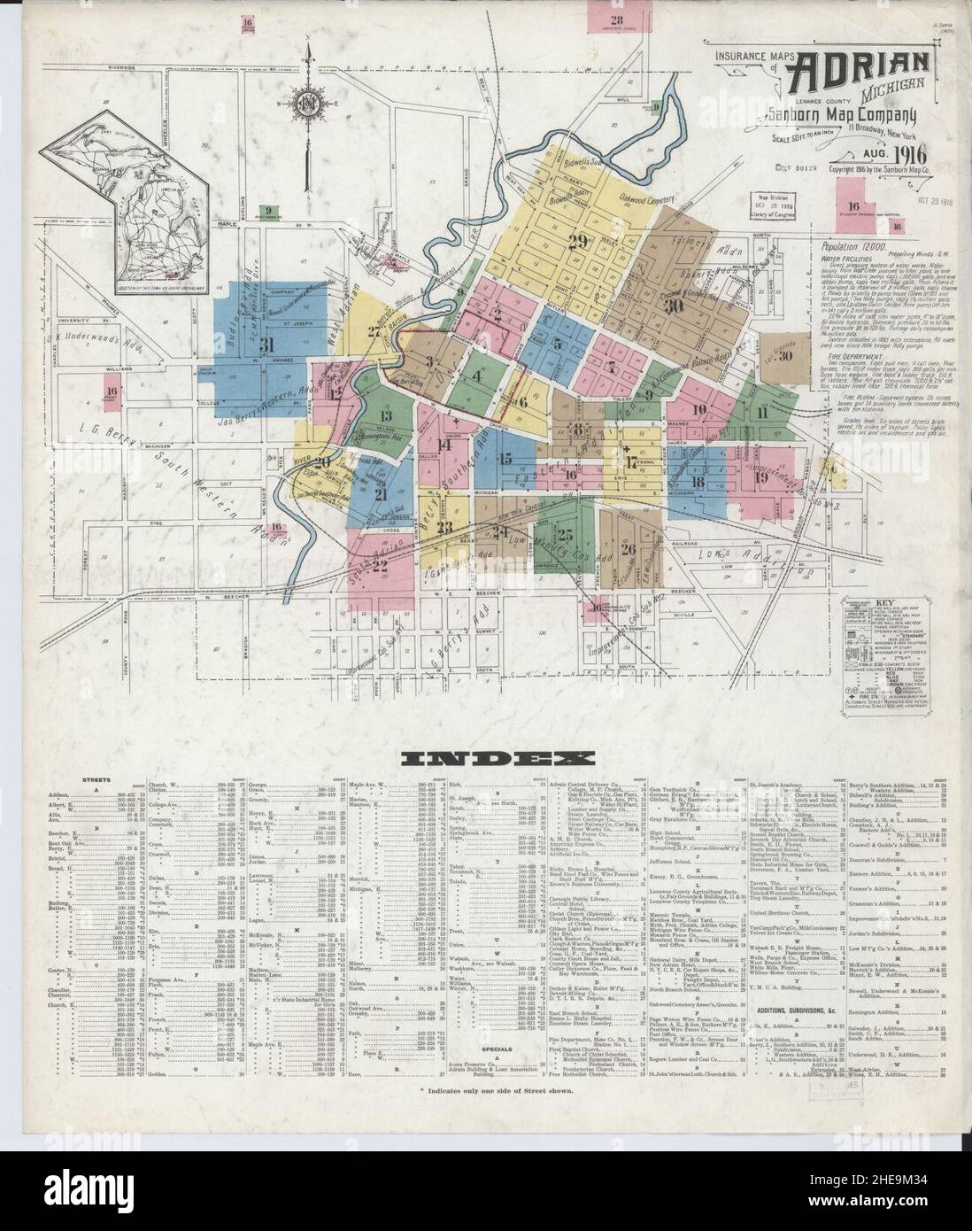 Adrian michigan map hi-res stock photography and images - Alamy