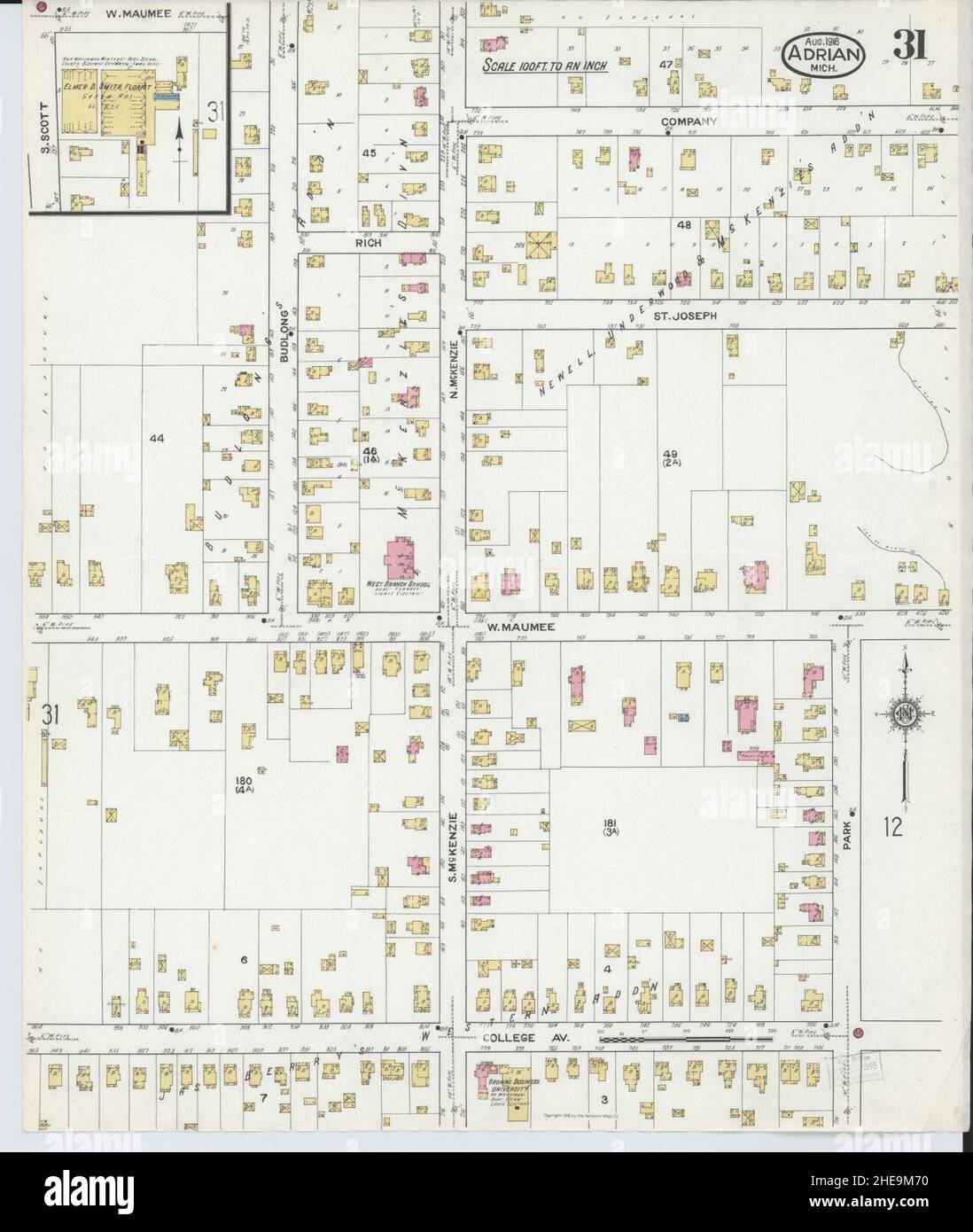 Map of adrian michigan hi-res stock photography and images - Alamy