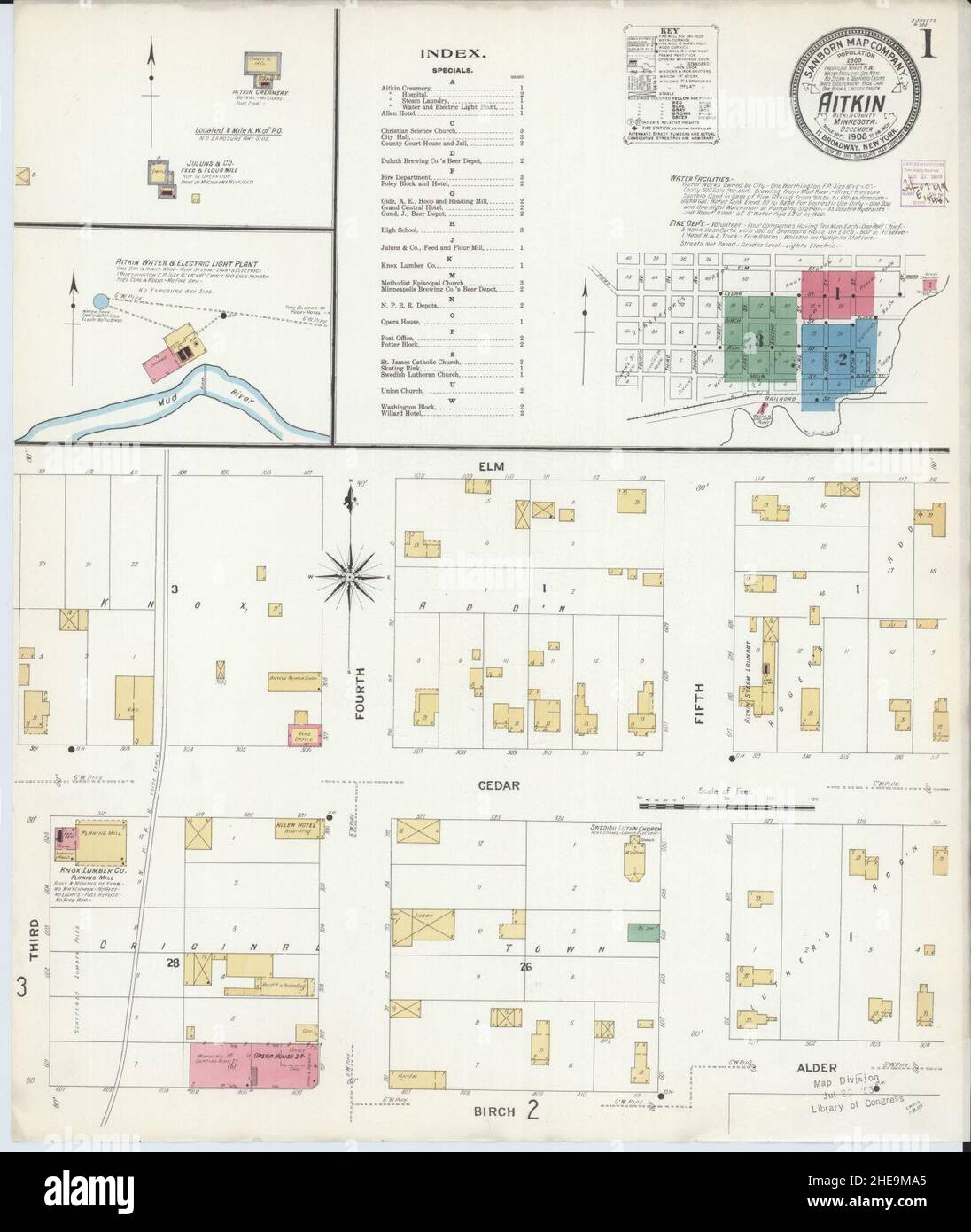 Sanborn Fire Insurance Map from Aitkin, Aitkin County, Minnesota Stock ...