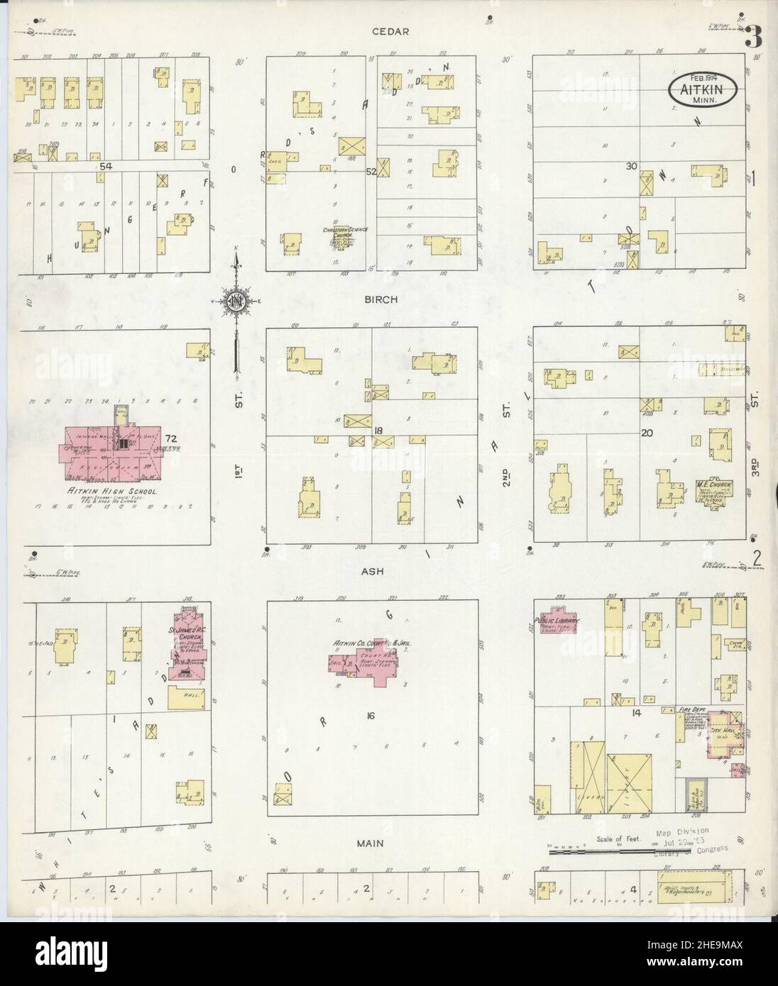 Sanborn Fire Insurance Map from Aitkin, Aitkin County, Minnesota Stock ...