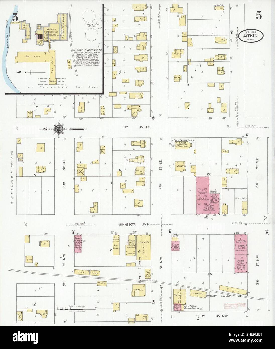 Sanborn Fire Insurance Map from Aitkin, Aitkin County, Minnesota Stock ...