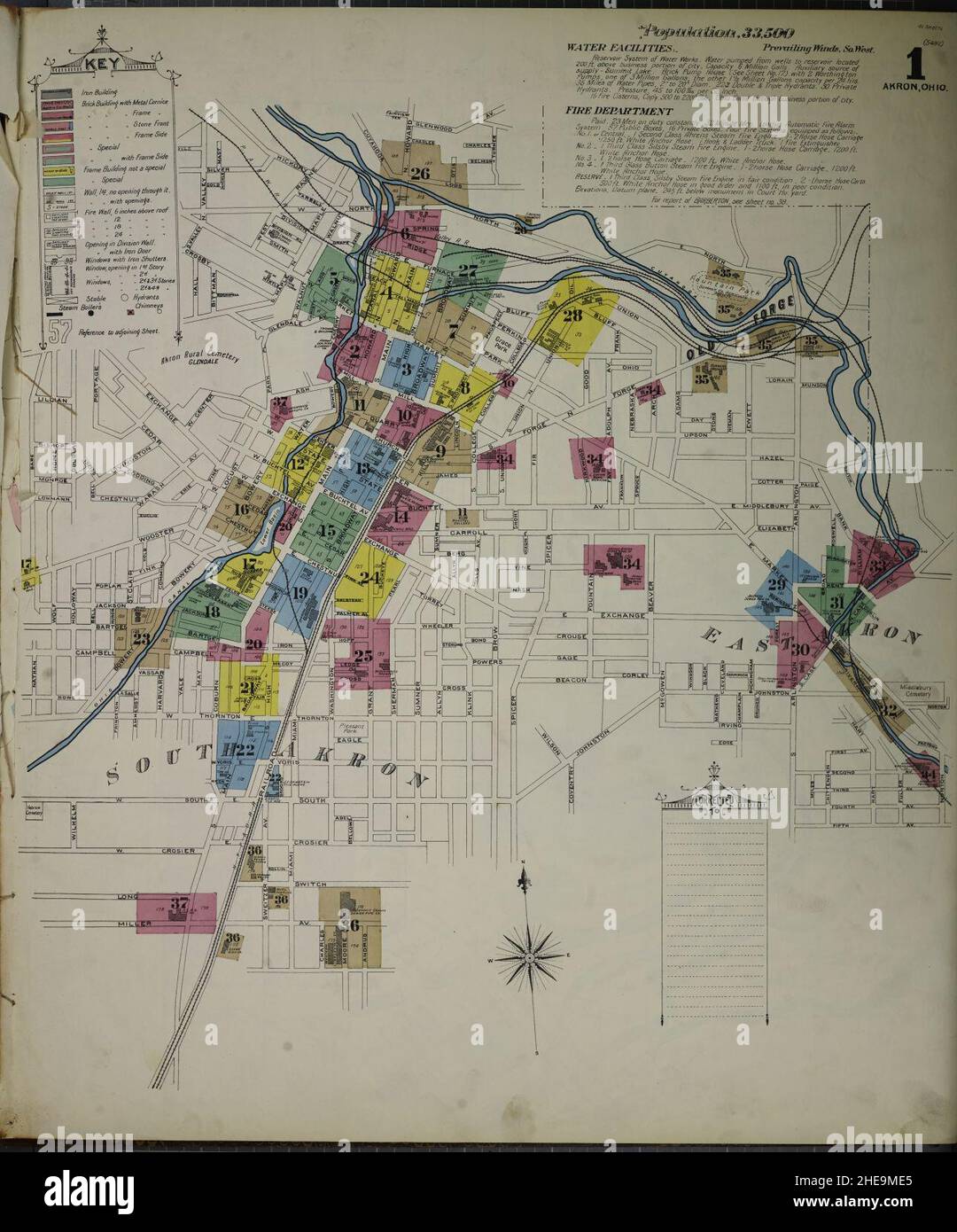 Vintage map of akron hi-res stock photography and images - Alamy