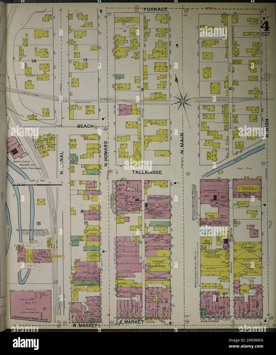 Vintage map of akron hi-res stock photography and images - Alamy