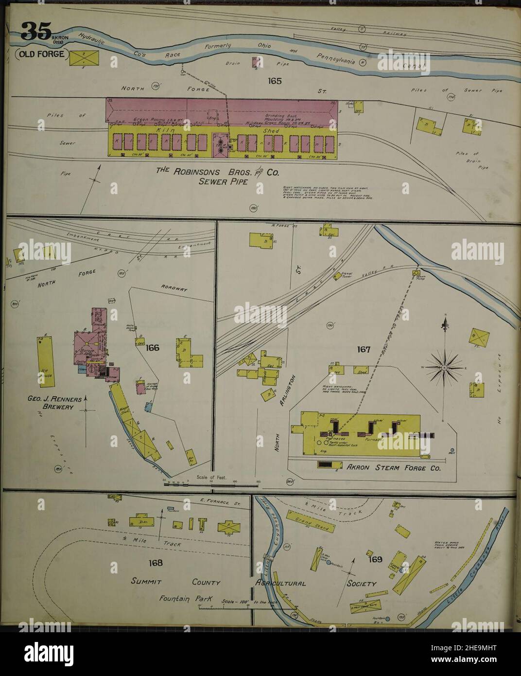 Vintage map of akron hi-res stock photography and images - Alamy