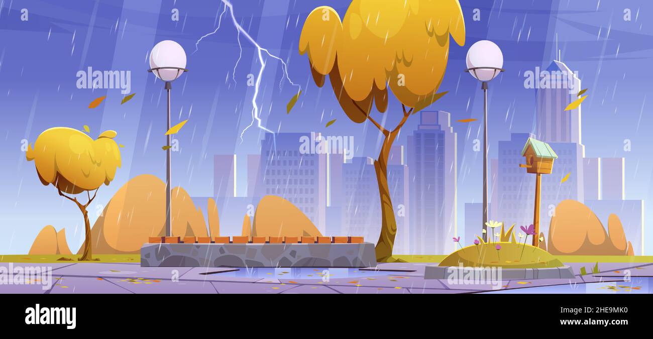 Cartoon City In The Rain