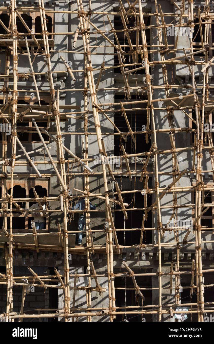 Bamboo scaffolding for construction, Thimphu, Bhutan Stock Photo - Alamy