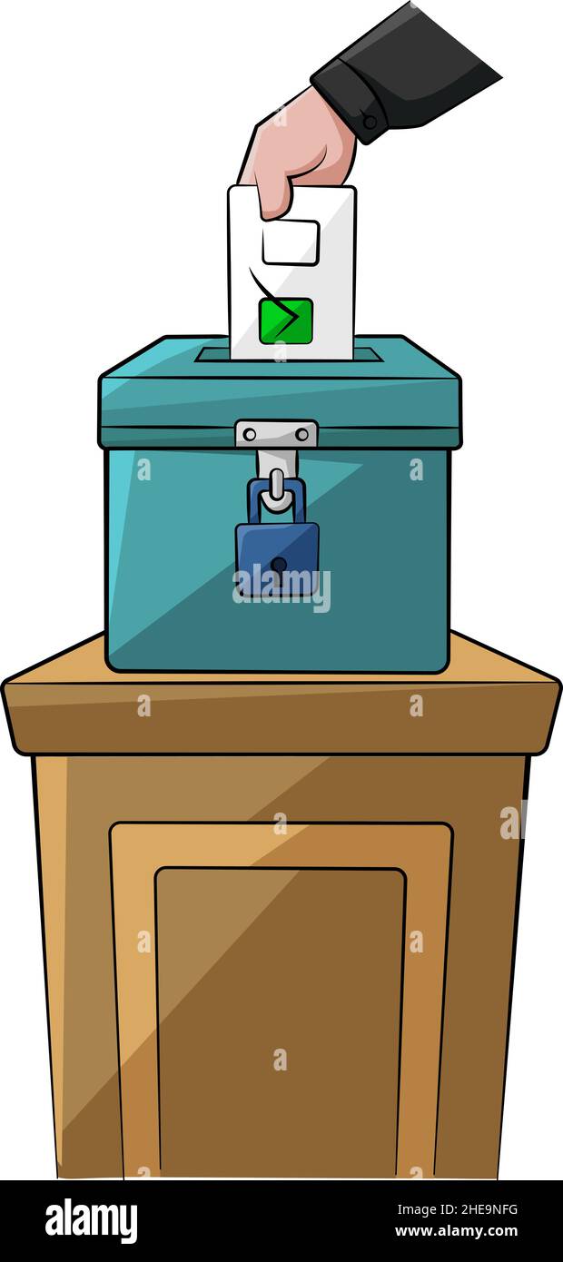Cartoon vector illustration of a person casting a ballot in a voting ...