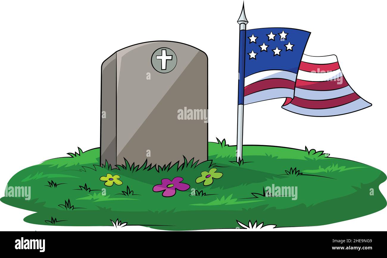 cartoon vector illustration of a Memorial Day themed illustration Stock ...