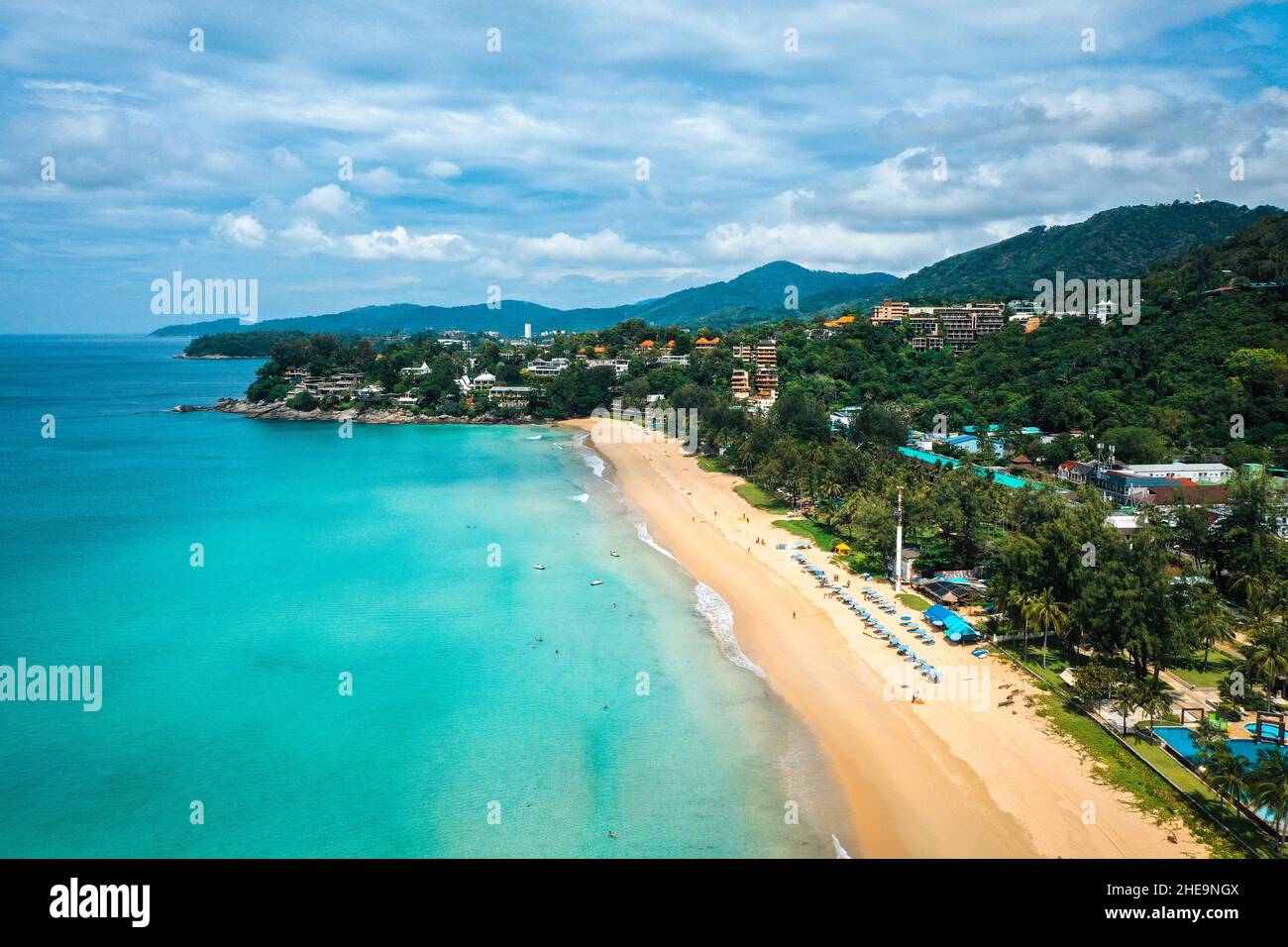 Aerial view of Kata and Kata Noi beach in Phuket province, in Thailand ...
