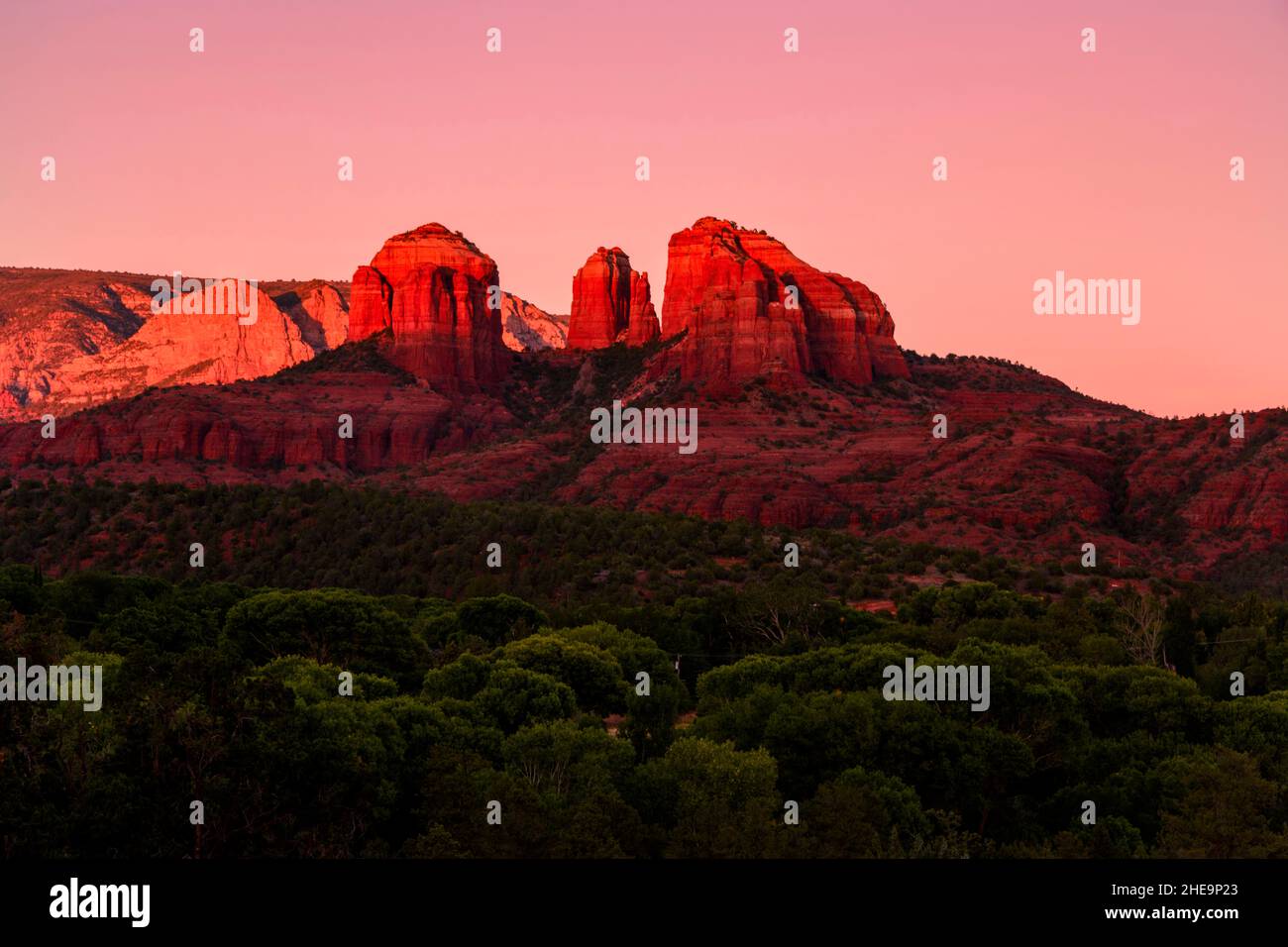 Rock formations surrounding Sedona, Arizona, US. Prominent orange ...
