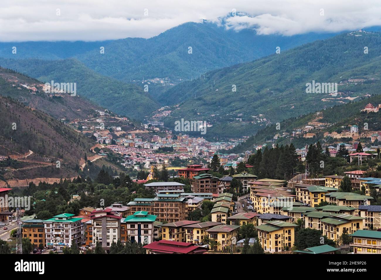 Cityscape of Thimphu in the mountain at dusk, Bhutan Stock Photo - Alamy