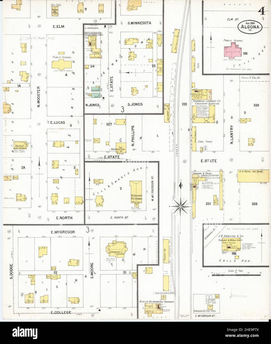 Sanborn Fire Insurance Map from Algona, Kossuth County, Iowa Stock ...