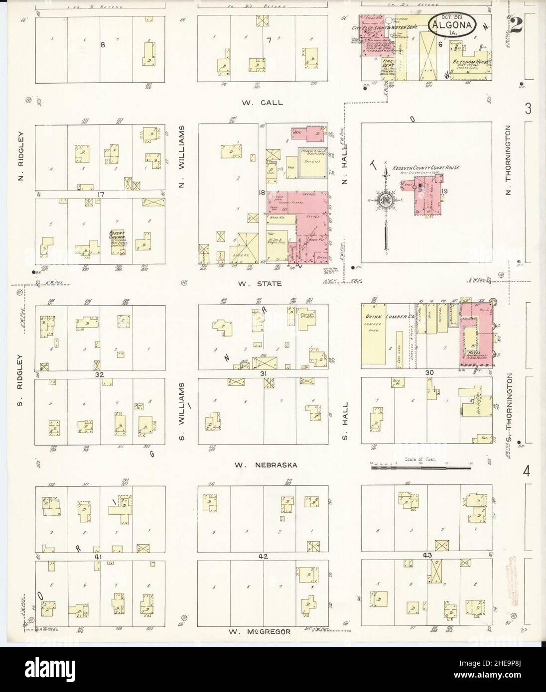 Sanborn Fire Insurance Map from Algona, Kossuth County, Iowa Stock ...