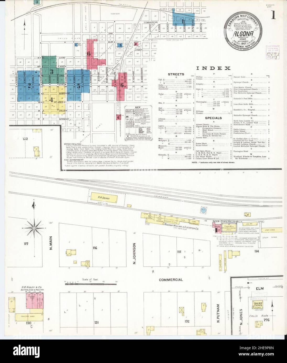 Sanborn Fire Insurance Map from Algona, Kossuth County, Iowa Stock ...