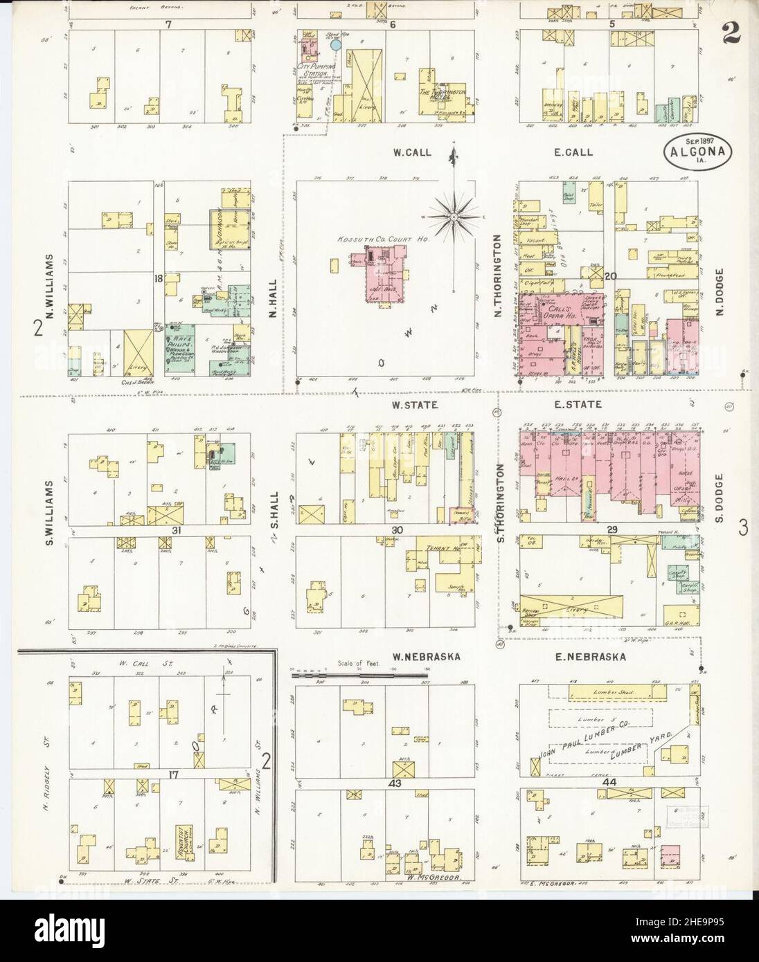 Sanborn Fire Insurance Map from Algona, Kossuth County, Iowa Stock ...