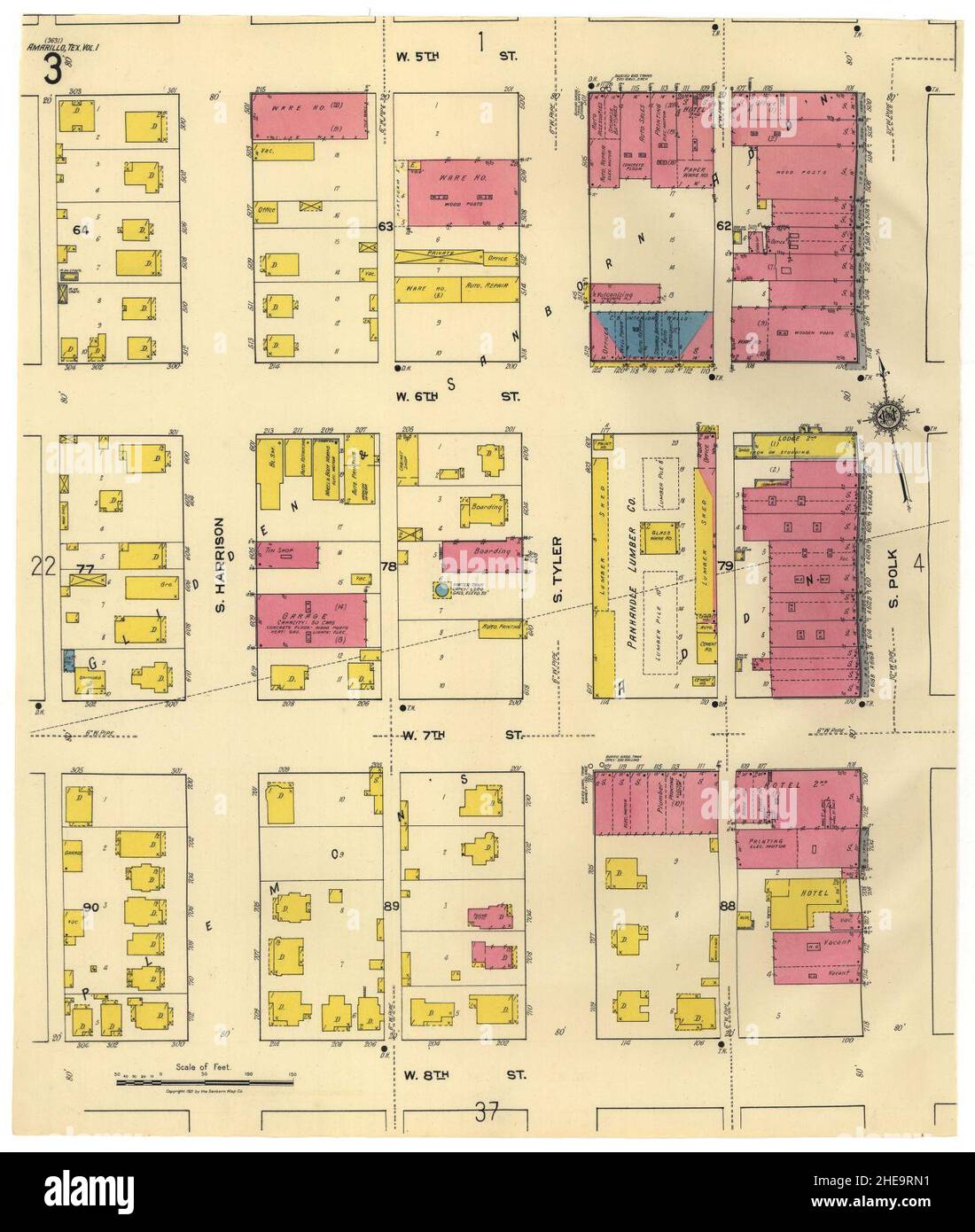 Sanborn Fire Insurance Map from Amarillo, Potter County, Texas Stock ...