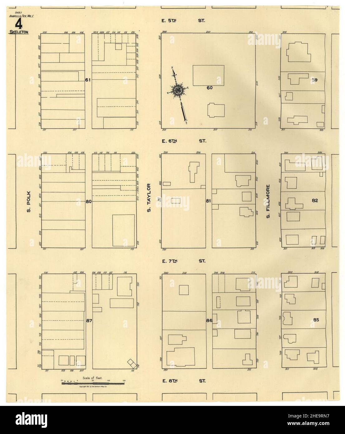 Sanborn Fire Insurance Map from Amarillo, Potter County, Texas Stock ...