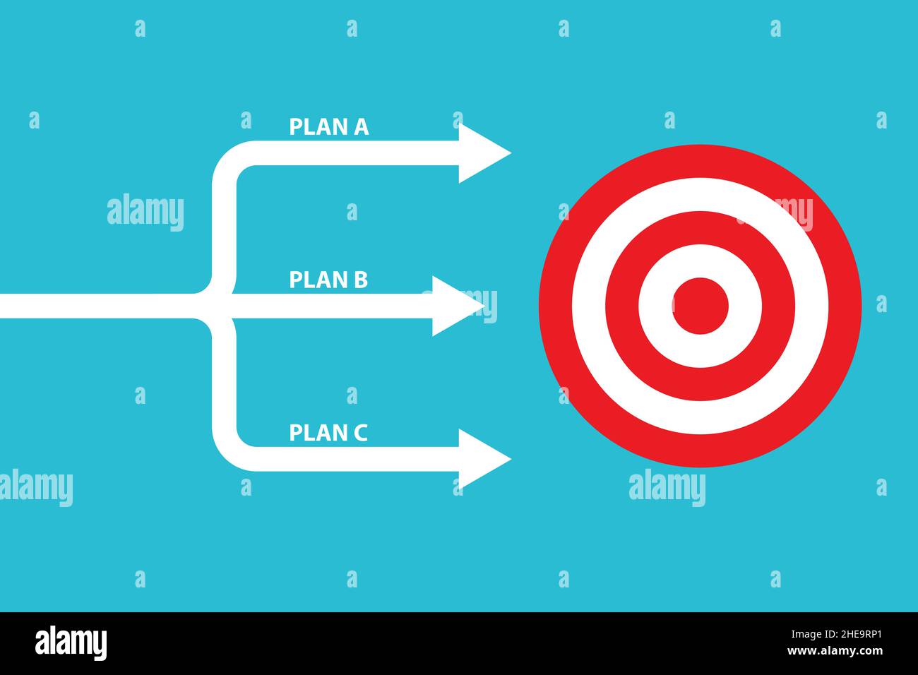 arrows moving to goal with different plans vector for business and ...
