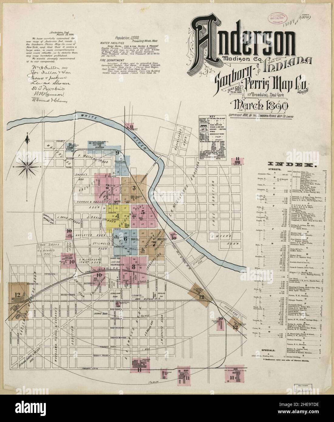 Sanborn Fire Insurance Map from Anderson, Madison County, Indiana Stock ...