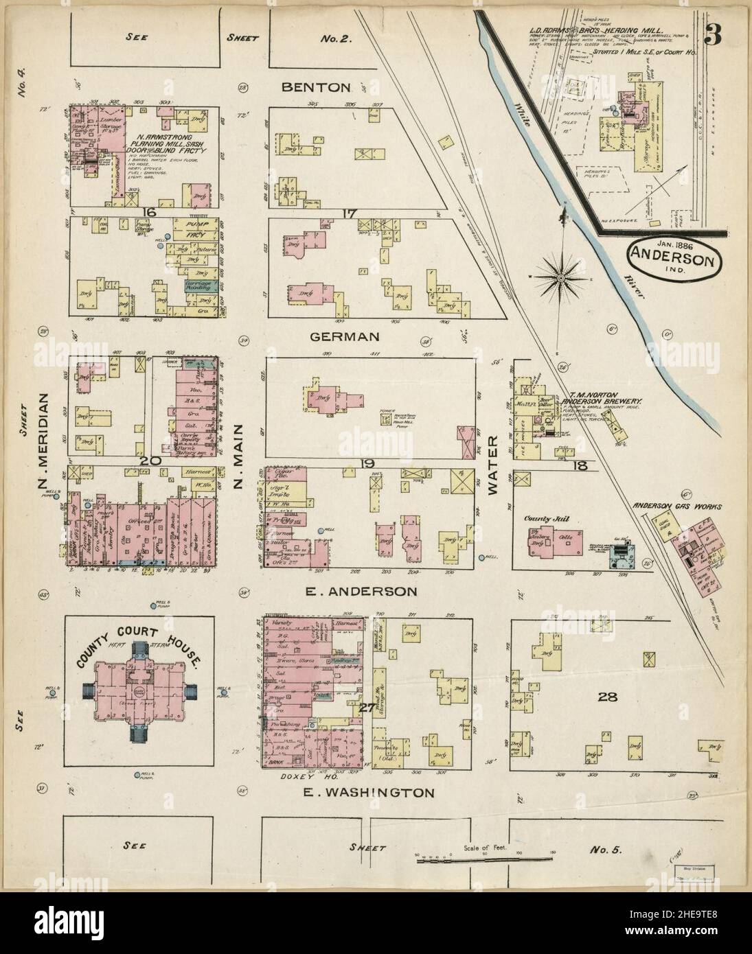 Sanborn Fire Insurance Map from Anderson, Madison County, Indiana Stock ...