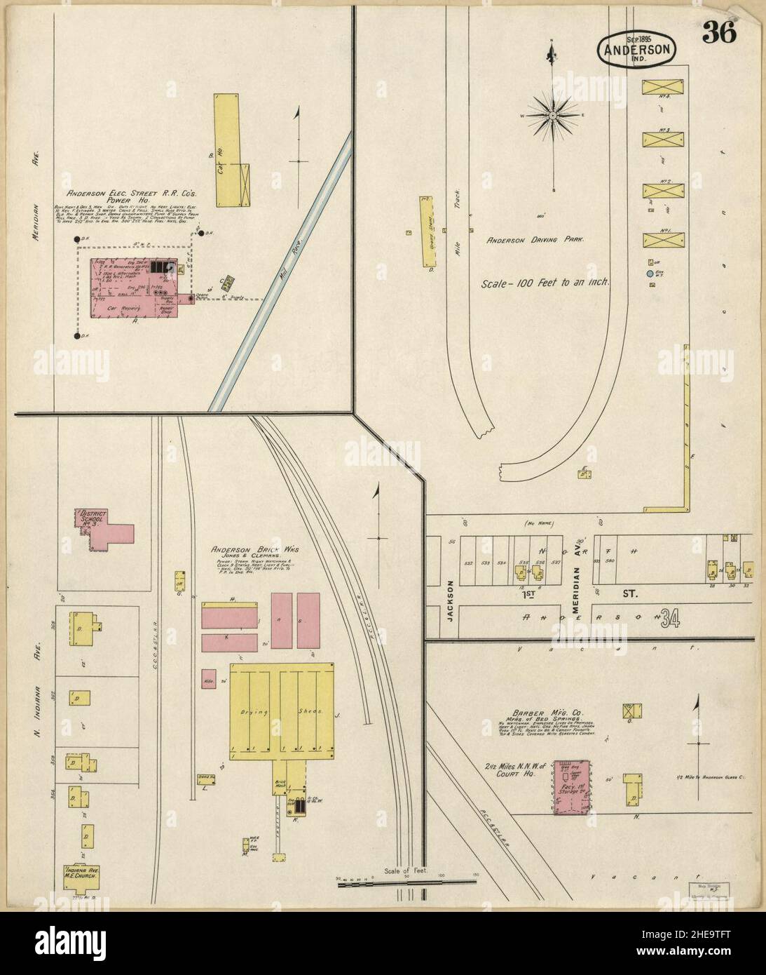 Sanborn Fire Insurance Map from Anderson, Madison County, Indiana Stock ...