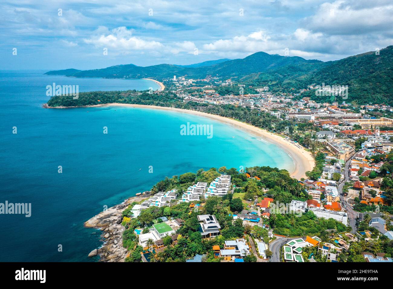 Aerial view of Kata and Kata Noi beach in Phuket province, in Thailand ...